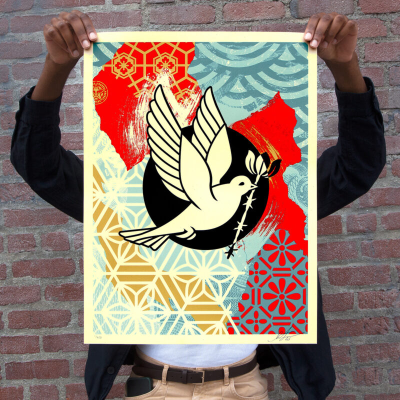 Barb Wire Dove Collage Obey Giant