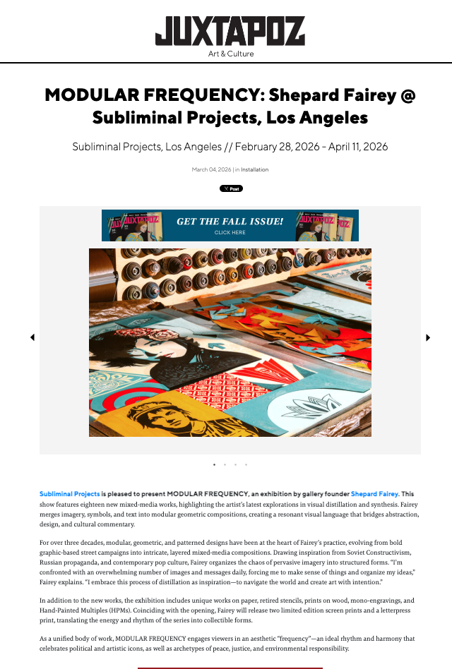 MODULAR FREQUENCY: Shepard Fairey @ Subliminal Projects, Los Angeles ...